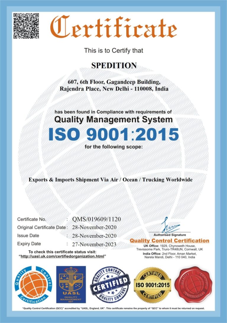 Affiliation Certification - Spedition India